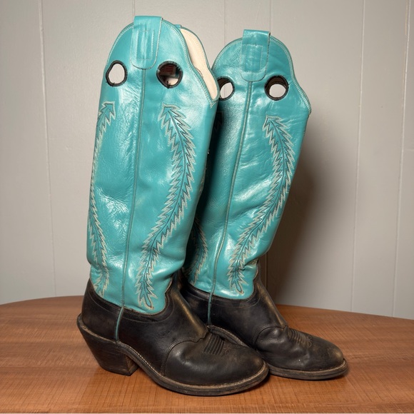 Olathe Boot Co. | Shoes | Vintage Olathe Boot Co Turquoise And Black ...